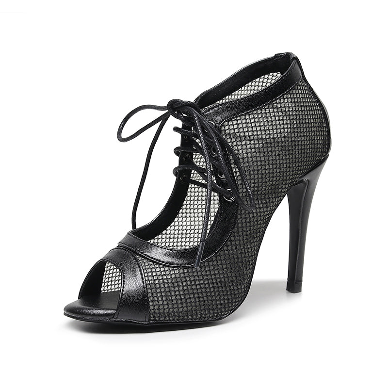 QJW Women's Customized Heel Rubber Sole Jazz Shoes Lace-up Dance Heels ...