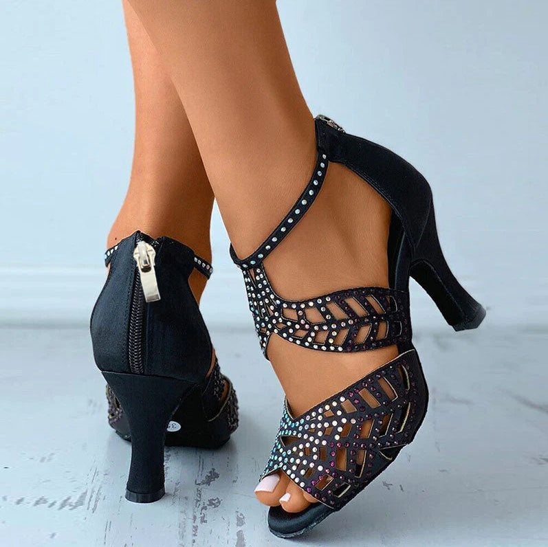 DS Women's Satin Customized Heels Dance Shoes Salsa Dancing Shoes ...