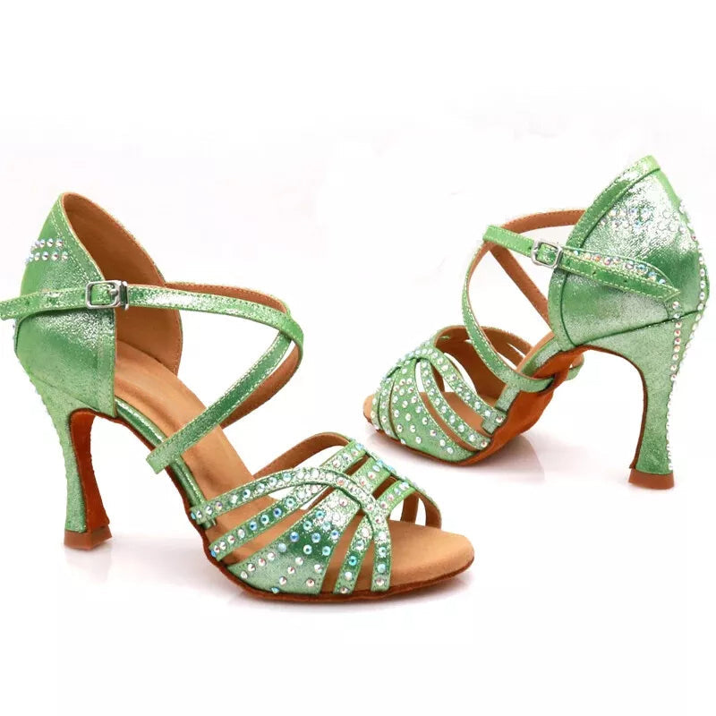 Women's Sparking Gliiter Customized Heel Latin Shoes Salsa Shoes Ballr ...