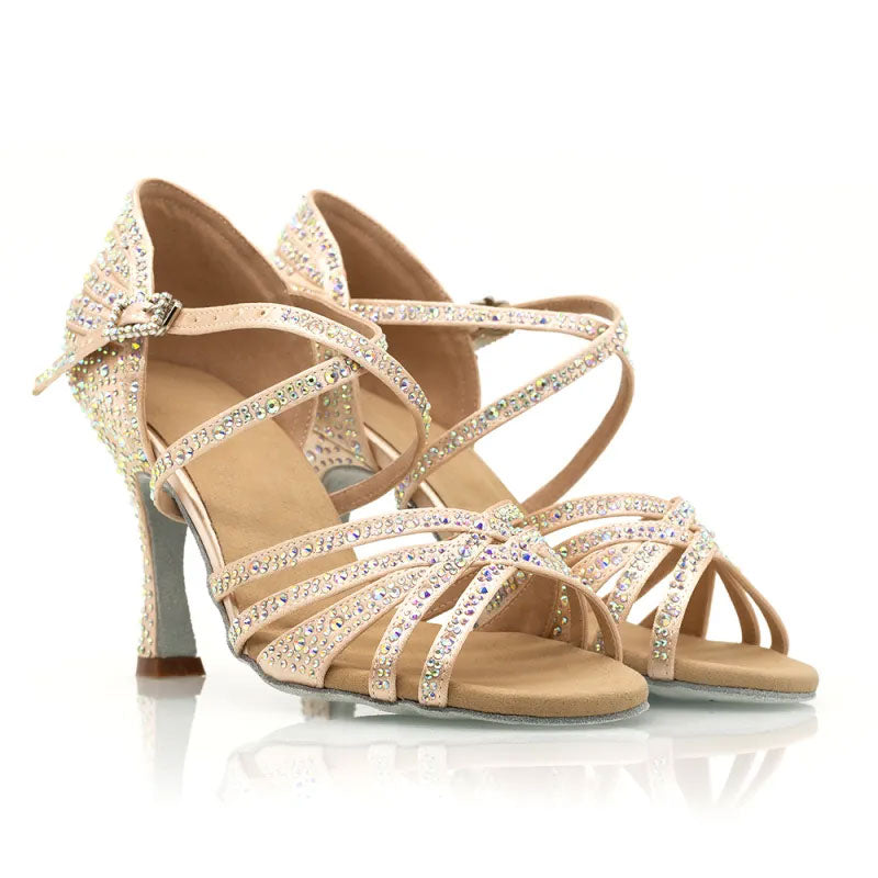 Women's Satin Customized Heel Latin Dance Shoes Ballroom Dance Shoes ...