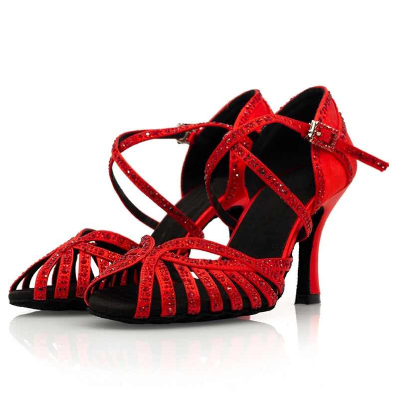 DS Women's Satin Customized Heel Ballroom Dance Shoes Latin Dance Shoe ...