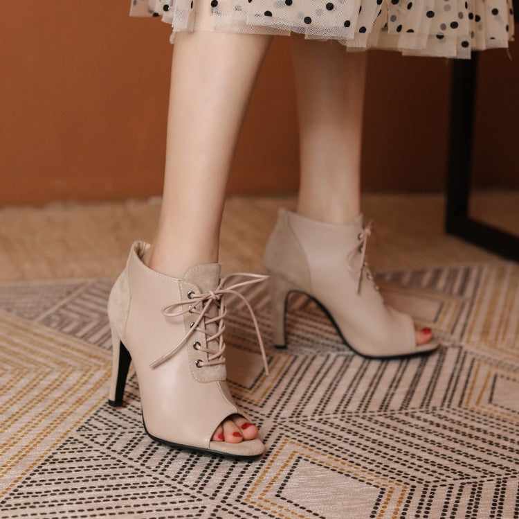 Women's 10cm Heel Leatherette Jazz Shoes Rubber Sole Open Toe Cut Out ...