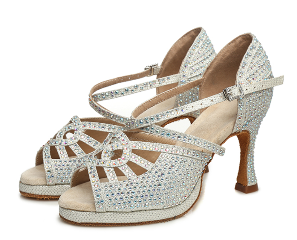 DS Women's Sparking Glitter Customized Heel Latin Dance Shoes Salsa Sh ...