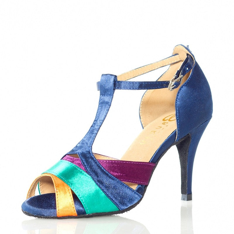 DS Women's Satin Customized Heel Latin Shoes Salsa Shoes Ballroom Danc ...