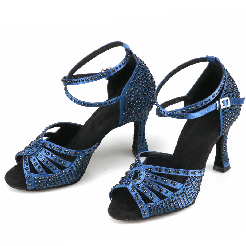 DS Women's Satin Customized Heel Latin Dance Shoes Ballroom Dance Shoe ...