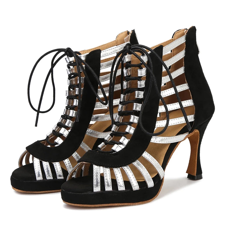 Women's PU Customized Heel Dance Boots Salsa Shoes Ballroom Dance Boot ...