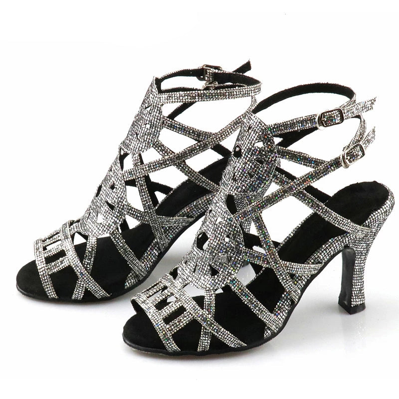DS Women's Sparking Glitter Customized Heel Salsa Dance Heels Dance Sh ...