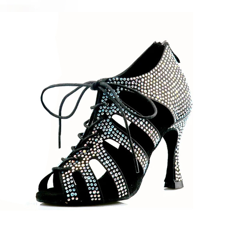 Women's Satin Customized Heel Dance Boots Salsa Shoes Ballroom Dance S ...