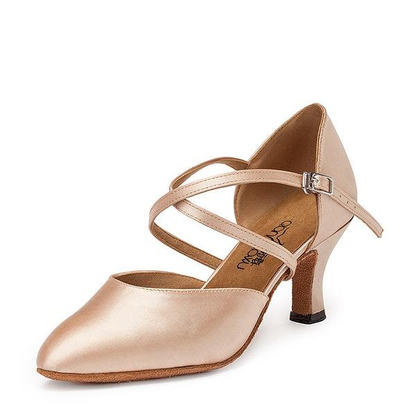 DS Women's Satin Customized Heel Ballroom Dance Shoes Modern Shoes ...