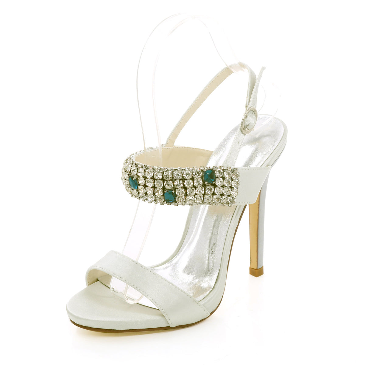 Women's Satin Stiletto Heel Pumps With Rhinestone Wedding Shoes Brida ...